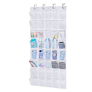 AOODA Over The Door Hanging Pantry Snack Organizer 40 Mesh Pockets Kids Shoe Rack Hanger Holder for Closet, White