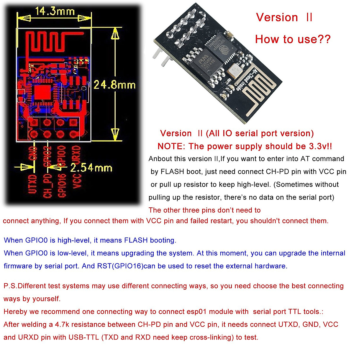 Makerfocus 4pcs ESP8266 Esp-01 Serial Wireless Wifi Transceiver Module Compatible with Arduino