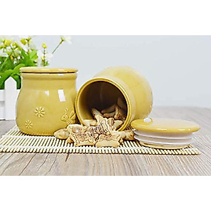 Ceramic Relief Bee Honey Jar Food Storage Jar Candy Dish Snack Can with Seal Lid