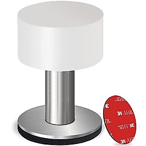 Door Stoppers with Extra Stickers, Self-Adhesive Door Stop with White Rubber & Stainless Steel Body - Sound Dampening Door Bumpers for Home & Office, Door stoppers for Bottom of Door (Medium-2.56inch)