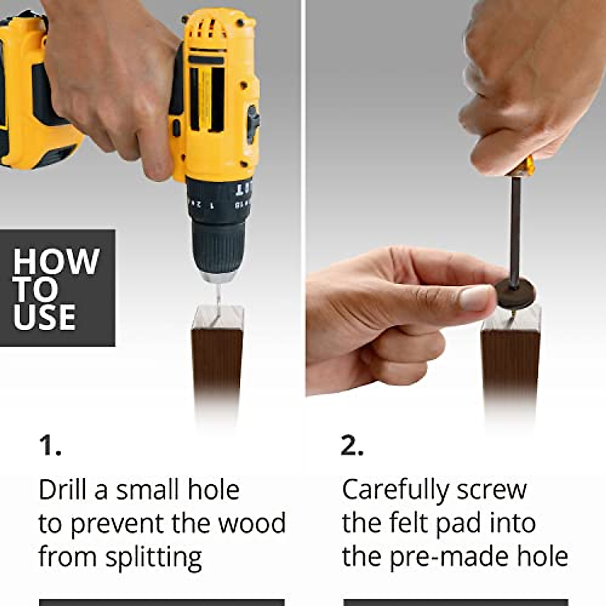 Screw-On Felt Furniture Pads X-Protector 24 PCS - 0.8” Chair Leg Floor Protectors for Hardwood Floors - Premium Chair Glides - Brown Floor Protectors for Chairs - The Best Furniture Sliders!