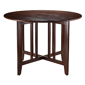 Winsome Wood Benjamin Seating, Walnut & Wood Alamo, Double Drop Leaf, Round Table Mission, Walnut, 42-Inch
