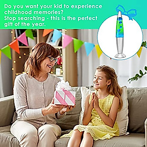 Lazzgan 13.8" Inch Motion Lamp, Beautiful Liquid Night Lights with Blue Wax in Green Liquid for Home, Office, Bedroom Decor, Mood Night Lamps for Sleep Relax Gifts for Kids Teens Adults