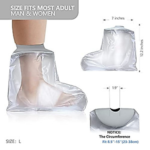 Divvsck Foot & Ankle Cast Cover for Shower,Waterproof Shower Protector for Adult,Watertight Cast Bag Covers- Perfect Fit for Foot Ankle and No Mark on Skin(Size:L)