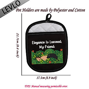 LEVLO RHONY Inspired Gifts Elegance is Learned Pot Holders Real Housewives Gift (Elegance is Learned)