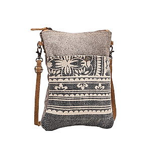 Myra Bag Runner Upcycled Canvas & Cowhide Crossbody Bag S-1452