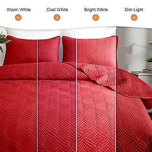 Whale Flotilla Elegant Extra Soft Quilts Queen Size, 3-Piece Lightweight Modern Geometric Full Queen Quilt Bedding Sets Bedspread Coverlet for All Seasons, Red