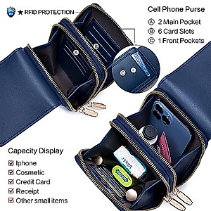 Roulens Small Crossbody Bag Cell Phone Purse for Women, Leather Shoulder Bag Wallet Purse with Credit Card Slots