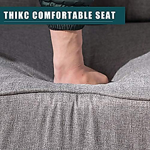 YOLENY Mid Century Accent Chair with Two Sets of Legs,Linen Fabric Glider Rocker Chair with Padded Seat,Upholstered Single Sofa,Rocking Chair for Living Room, Bedroom,Gray