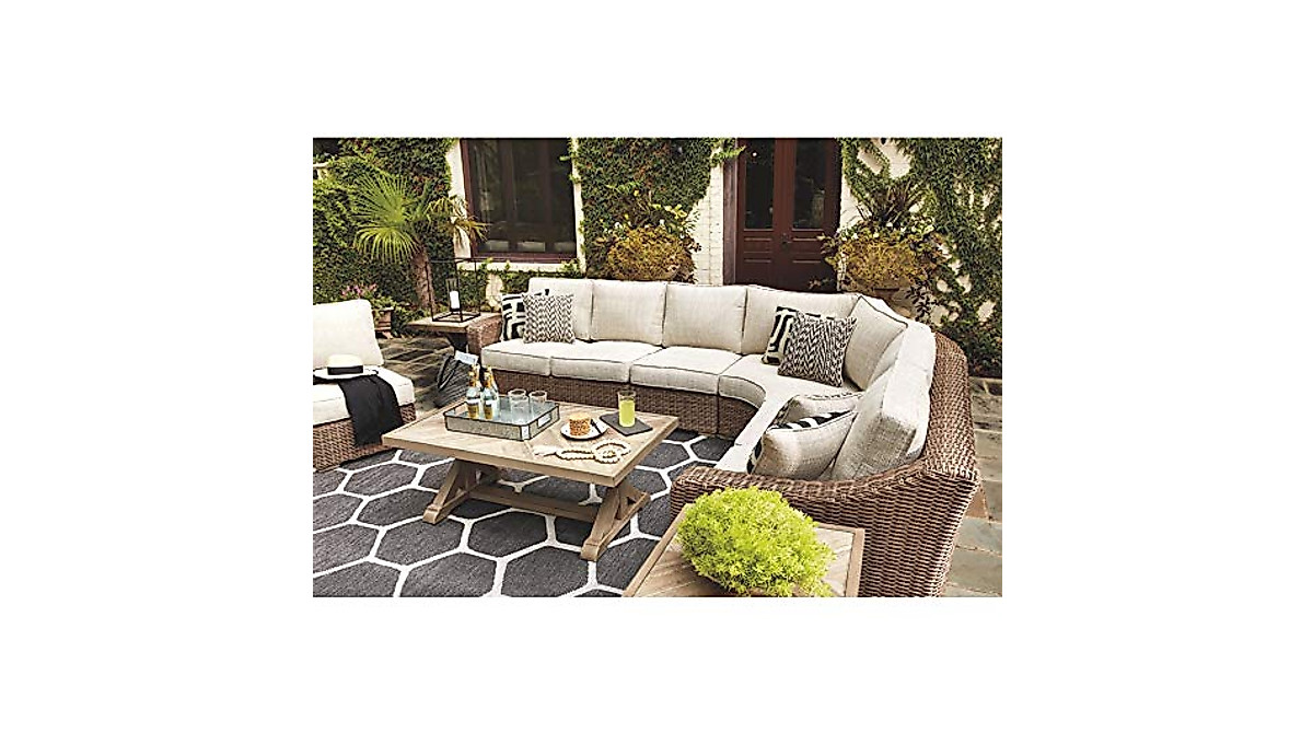 Beachcroft Farmhouse Outdoor Curved Corner Chair | Ashley