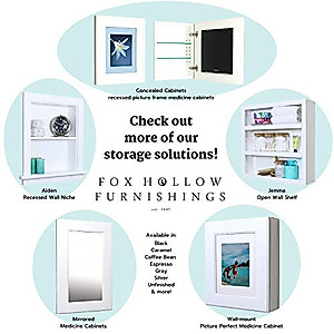 Fox Hollow Furnishings White Shaker Style Solid Wood Wall-Mount Medicine Cabinet with Flat Panel