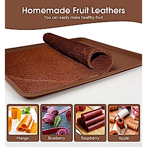 4 PCS Silicone Dehydrator mats with Edge, Fruit Roll Sheet Compatible with Cosori CP267-FD & Magic Mill, BPA-Free Silicone Tray Liners for Fruit Leather, Vegetables, Meat, Herbs and Liquid