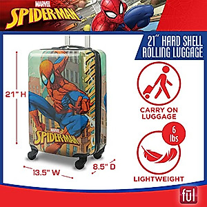 FUL Marvel Spider-Man Kids Rolling Luggage, Hardshell Carry On Suitcase with Wheels, Pastel