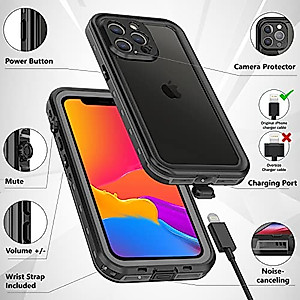 MAXCURY Waterproof Case for iPhone 13 Pro Max, Heavy Duty Shockproof Case Built in Screen Protector for Men & Women, Full Body Protection Apple Cover for 13ProMax 6.7 inch Phone (Black)