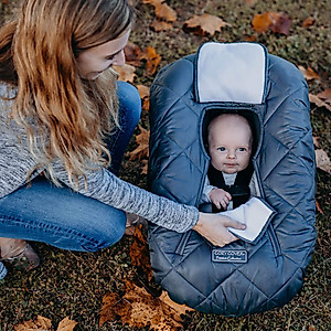 Cozy Cover Premium Infant Car Seat Cover (Charcoal) with Polar Fleece - The Industry Leading Infant Carrier Cover Trusted by Over 6 Million Moms for Keeping Your Baby Warm