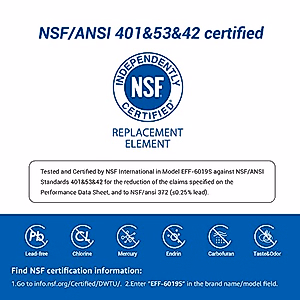 Maxblue RPWFE (with CHIP) NSF 401 Certified Refrigerator Water Filter, Replacement for GE® RPWFE, RPWF, WSG-4, WF277, GFE28GMKES, PFE28KBLTS, GFD28GSLSS, PWE23KSKSS, GYE22HMKES, DFE28JSKSS