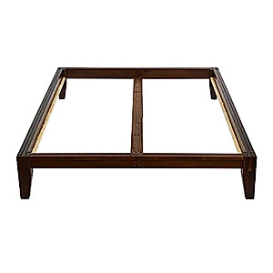 Main + Mesa Yume Modern Solid Wood Platform Bed with Japanese Joinery, Walnut Finish, Queen