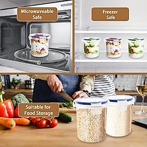 Qiuttnqn 6 Pack Overnight Oats Containers with Lids,16 oz Plastic Leak Proof Oatmeal Container,Portable Food Storage Container,Reusable Oats Cereal Yogurt Milk Meal Prep Jars