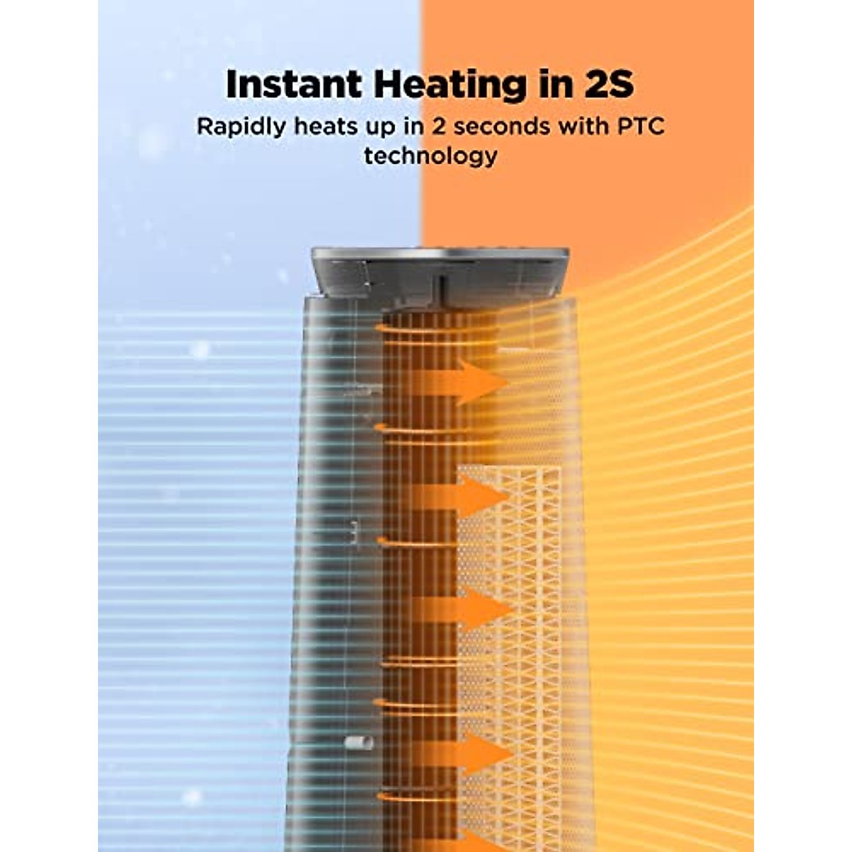 PELONIS PHTPU1501 Ceramic Tower 1500W Indoor Space Heater with Oscillation, Remote Control, Programmable Thermostat & 8H Timer, ECO Mode, Tip-Over Switch & Overheating Protection, White