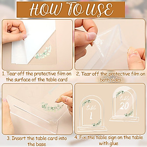 ZCPTZ Acrylic Wedding Table Number 1-20 with Stand,5" x 7" Clear Arch Acrylic Table Numbers Sign and Holder Sign Place Cards Perfect for Wedding Centerpiece, Party, Anniversary, Event