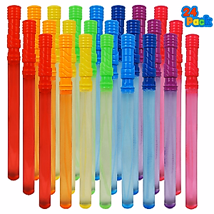MorTime 24 Pack Bubble Wands for Kids, 8 Colors Bubbles Stick Bulk, 14.6" Easter Party Favor Summer Toy for Children