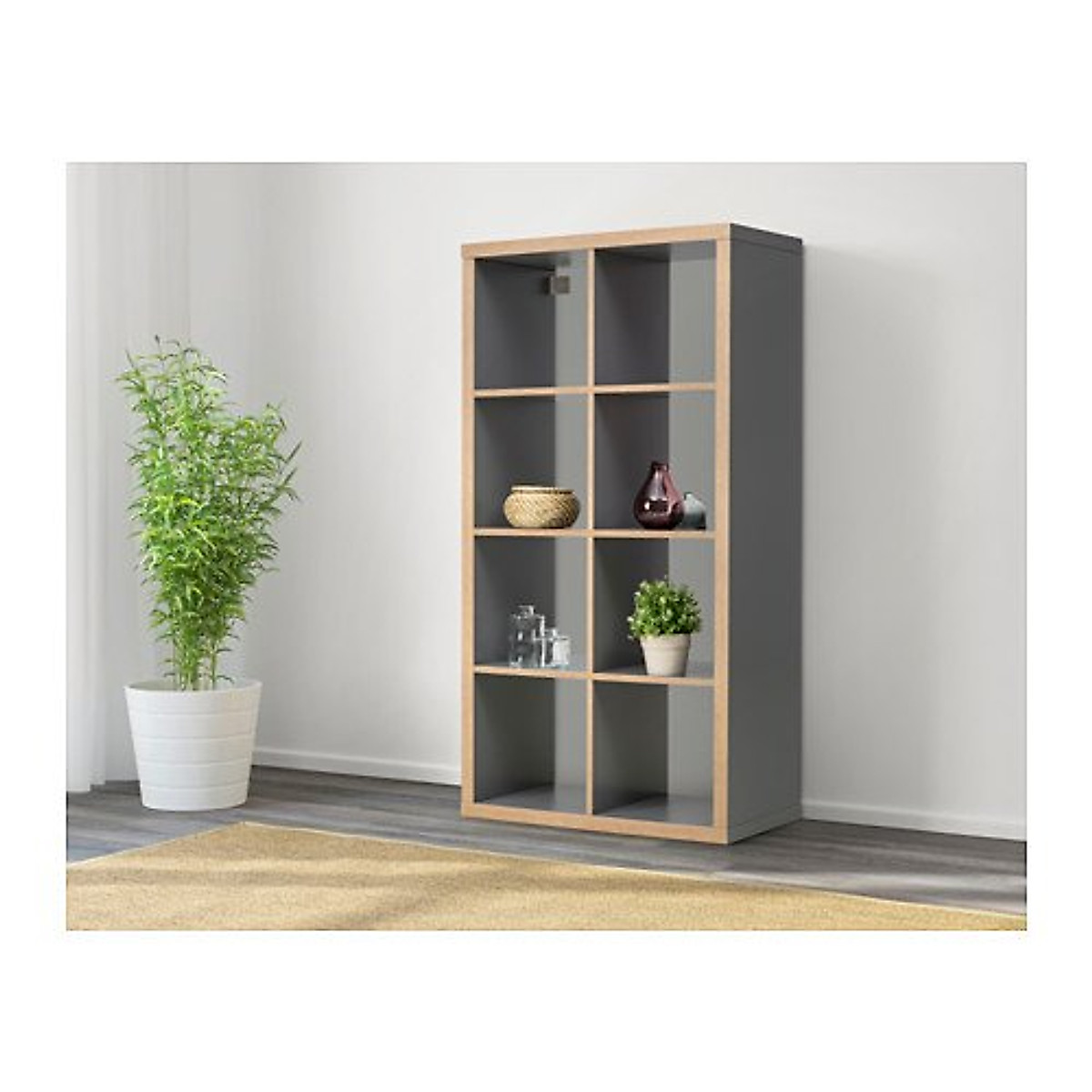IKEA Kallax Shelving Unit, Gray, Wood Effect Bundle with Cleaning Cloth