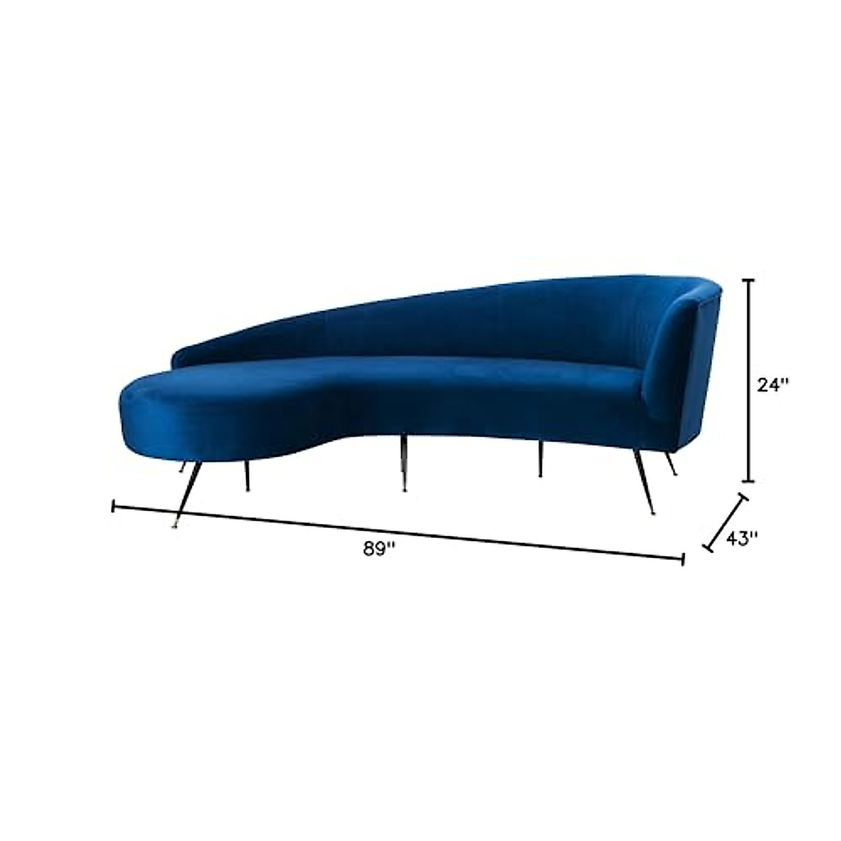 Safavieh Couture Home Evangeline Modern Glam Navy Velvet and Black Parisian Sofa