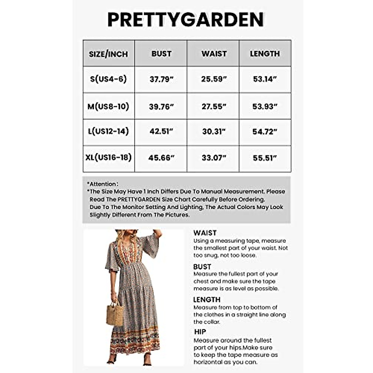 PRETTYGARDEN Women's Casual Summer Boho Floral Print Dress V Neck Short Sleeve High Waist Long Maxi Beach Dresses (White Floral,Medium)