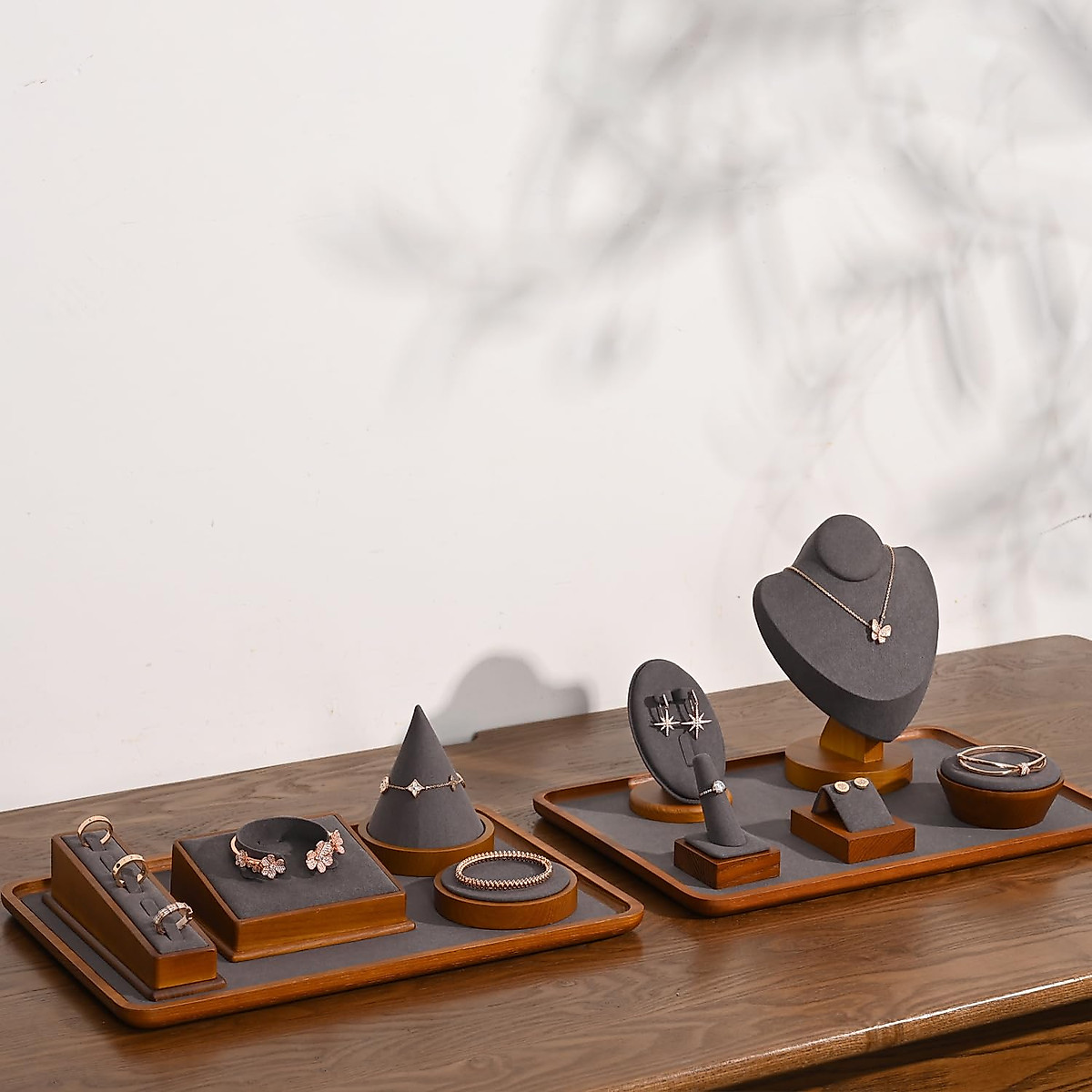 Oirlv Single Finger wooden ring display stand Jewelry Showcase Display Holder (Grey)