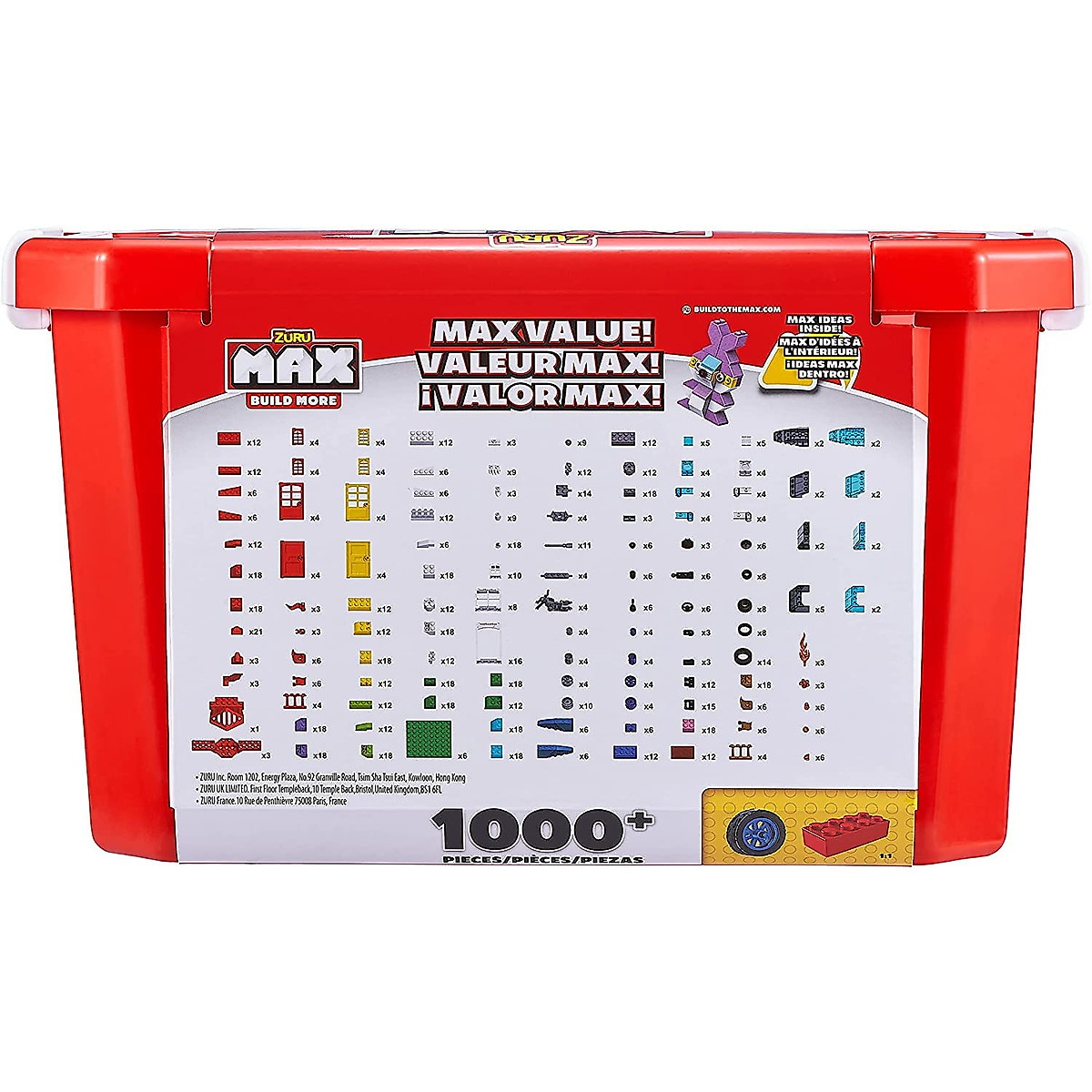 MAX Build More Building Bricks Value Set (1000 Pieces) by ZURU, Building Blocks Playset for Boys, Girls, Children - Compatible with Other Major Brands (1000 Piece)