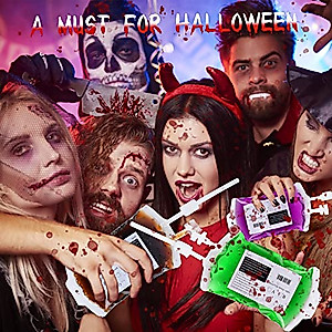 GonLei 30 Packs Blood Bags, Reusable IV Bags for Drinks, Halloween Vampire for Zombie Blood Bag Drink Container(30pcs Clips and 11.8 Oz Bag, 30 Label, 3 funnels, 1 Syringes)