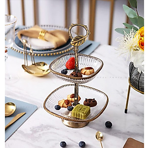3-Tier 13.5’’ Cupcake Stand Hardware Fittings, Metal Mold Crown Holder DIY Making for Fruit Plate Cake Stand Snack Tray Replacement Parts for Tea Party Wedding Decoration (6 Sets - Retro Gold Leaf)