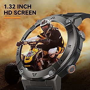 Smart Watch for Men with Bluetooth Call 1.32" HD Military Tactical Sports Watch Fitness Tracker with Heart Rate Sleep Monitor Pedometer Rugged Smartwatch Compatible with iPhone Samsung Android Phones