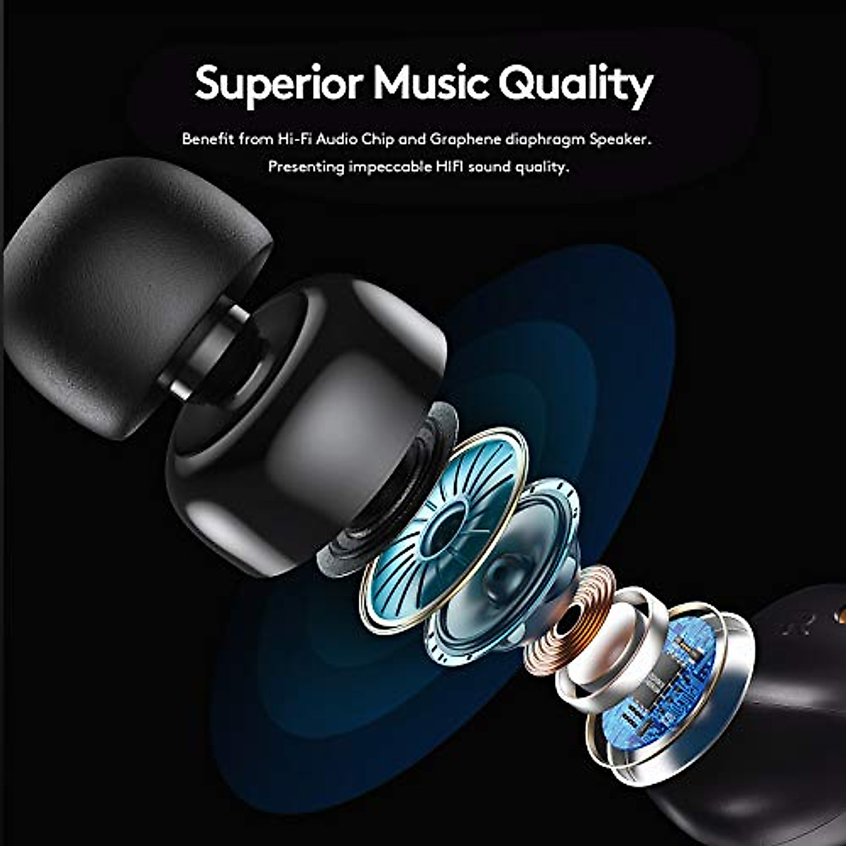 Xmythorig True Wireless Earbuds Bluetooth Headphones, IPX6 Waterproof Touch Control Earphone, CVC8.0 Noise Reduction for Clear Call, HiFi Stereo Deep Bass Audio in-Ear Headset w/Mic for Sports…