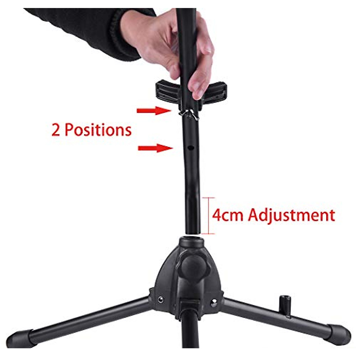 Rayzm Alto/Tenor Saxophone Stand with Detachable Flute/Clarinet Holder, Adjustable Portable Stand for Alto Saxophone, Tenor Saxophone, Clarinet & Flute. Folding Legs, Easy to Assemble and Disassemble.