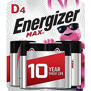 Energizer D Batteries, Premium D Cell Batteries Alkaline, 4 Count