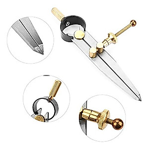 4 Inch Leather Compass,Adjustable Lockable Leather Supply Wing Divider,Flat Leg Spring Caliper Divider for Woodworking, Metalworking Geometry Drawing