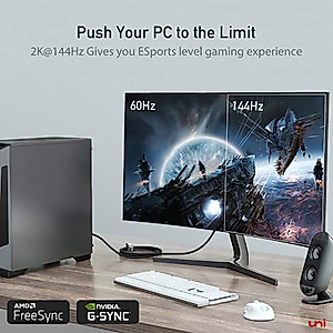 uni [VESA Certified] 4K Displayport Cable 10 FT, 21.6Gbps High Speed Nylon Braided DP 1.2 Cable, [4K@60Hz, 2K@165Hz/144Hz] Gaming Monitor Cable FreeSync/G-Sync, for PCs, Graphics Cards - Grey