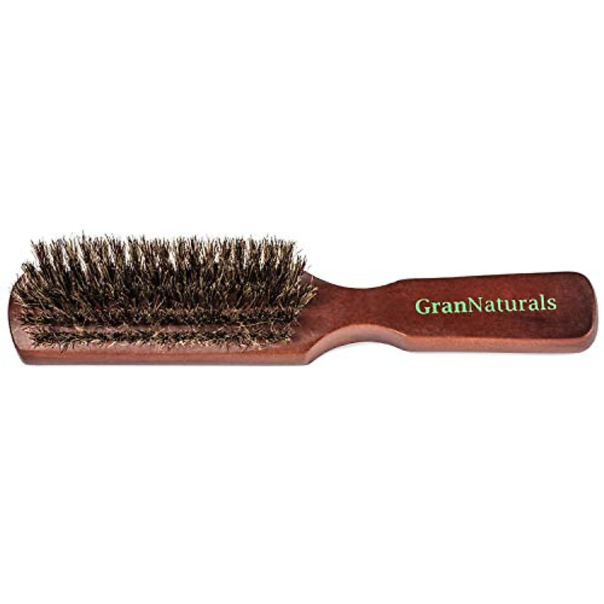 GranNaturals Mens Hair Brush - Soft Boar Bristle - 100% Natural Brown Wooden Club Style Brush for Men - Styling Beard Hairbrush for Fine or Thin Hair