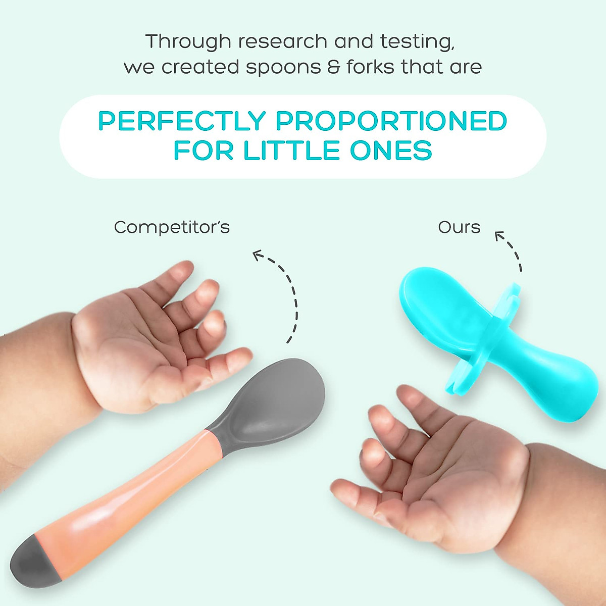 Grabease Silicone Baby Feeding Set - Essential Baby Feeding Supplies for Portion Control and Baby-Led Weaning - Suction Bottoms 4 Piece Set, BPA and Phthalates-Free, Teal