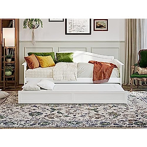 AFI, Acadia Twin Size Wood Daybed Frame with Twin Trundle, White