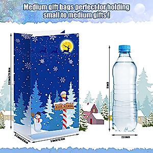 24 Pieces Christmas Bags Snowflakes Snowman Treat Bags Wonderland Party Goodie Bags Party Craft Paper Bags
