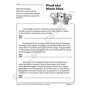 Evan-Moor Writing Fabulous Sentences & Paragraphs, Grades 4-6, Homeschool & Classroom Workbook, Activities, Main Ideas, Topic Sentences, Figurative Language, Descriptive Details, Writing Skills