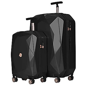 kensie Women's Gemstone Luggage, Black, 2 Piece Set (28"/20")