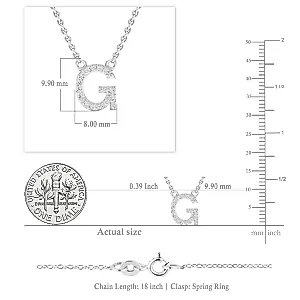 Dazzlingrock Collection 0.12 Cttw Round White Diamond Uppercase Initial 'G' Pendant Necklace with 18 inch Silver Chain for Women in 14K Solid White Gold