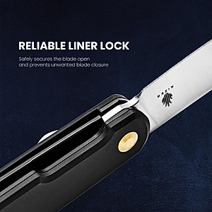 Kizer Klipper EDC Knife 3.15 In 3V Steel Blade, Black Aluminum Handle Pocket Knife with Front Flipper Opener, V3580C1