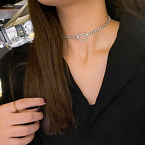 Zoestar Rhinestone Choker Necklace Gorgeous Crystal Necklaces Heart Neck Chain Jewelry for Women
