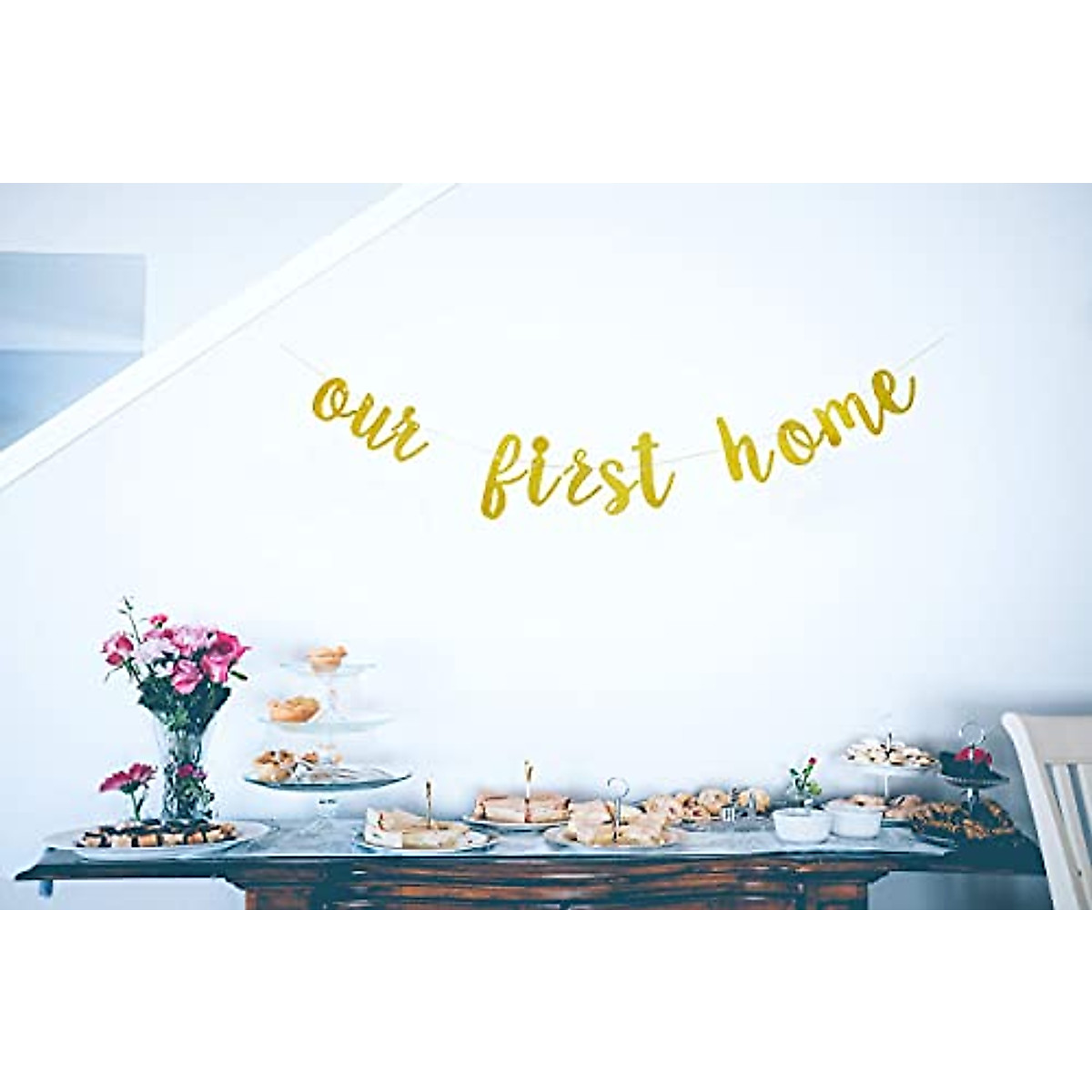 Gold Glitter Our First Home Banner, Welcome Home Banner, Housewarming Party Banner, Sweet Home Hanging Sign