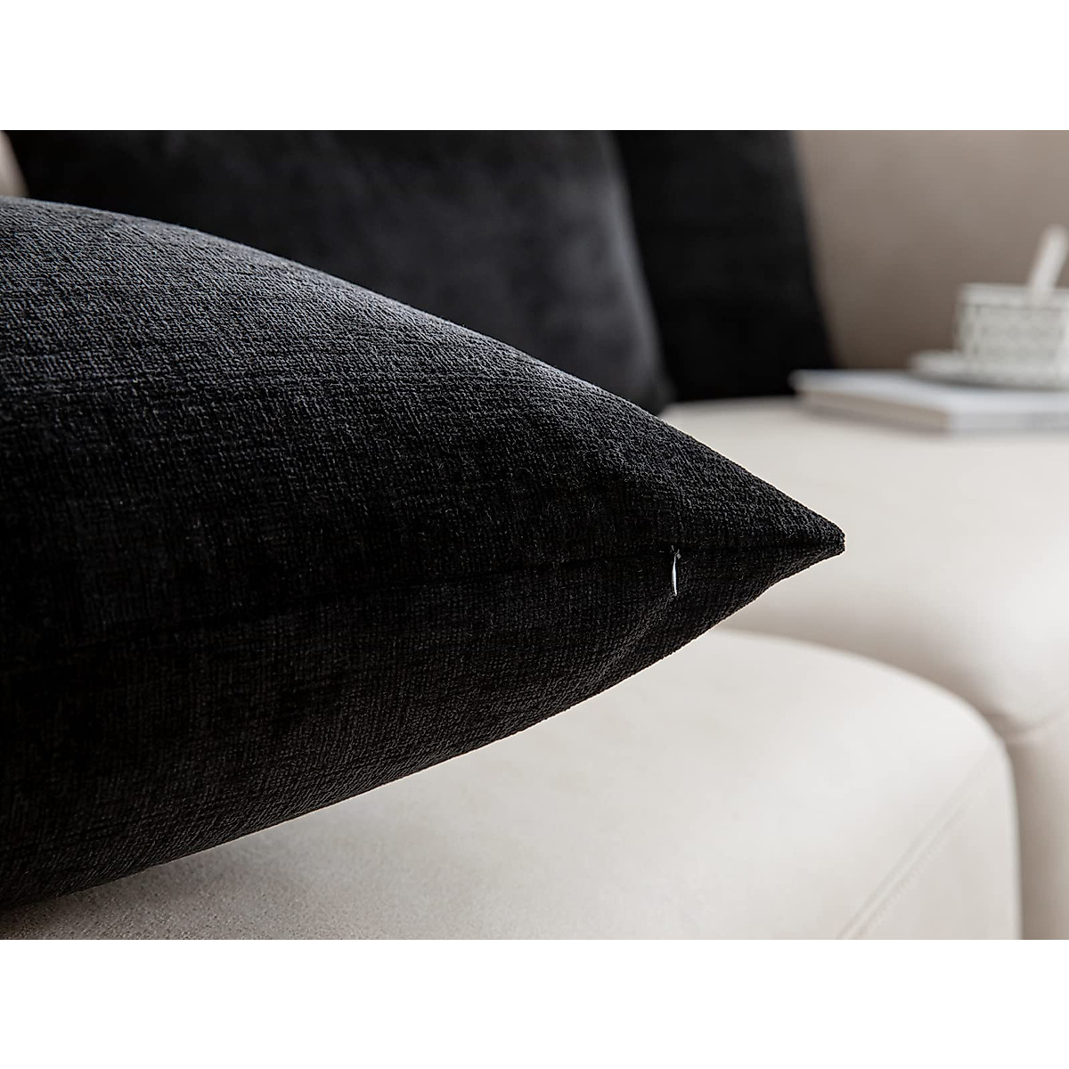 Anickal Black Pillow Covers 18x18 Inch Set of 2 Modern Farmhouse Rustic Decorative Throw Pillow Covers Square Cushion Case for Living Room Home Sofa Couch Decoration