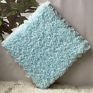 12 Pcs -12 Sq.ft. Non-Slip Shaggy Interlocking Foam Tiles,Plush Puzzle Floor Mat,Area Rugs,Carpet Square,Wear-Resistant Playmat,12x12 Inch(Color:Blue)